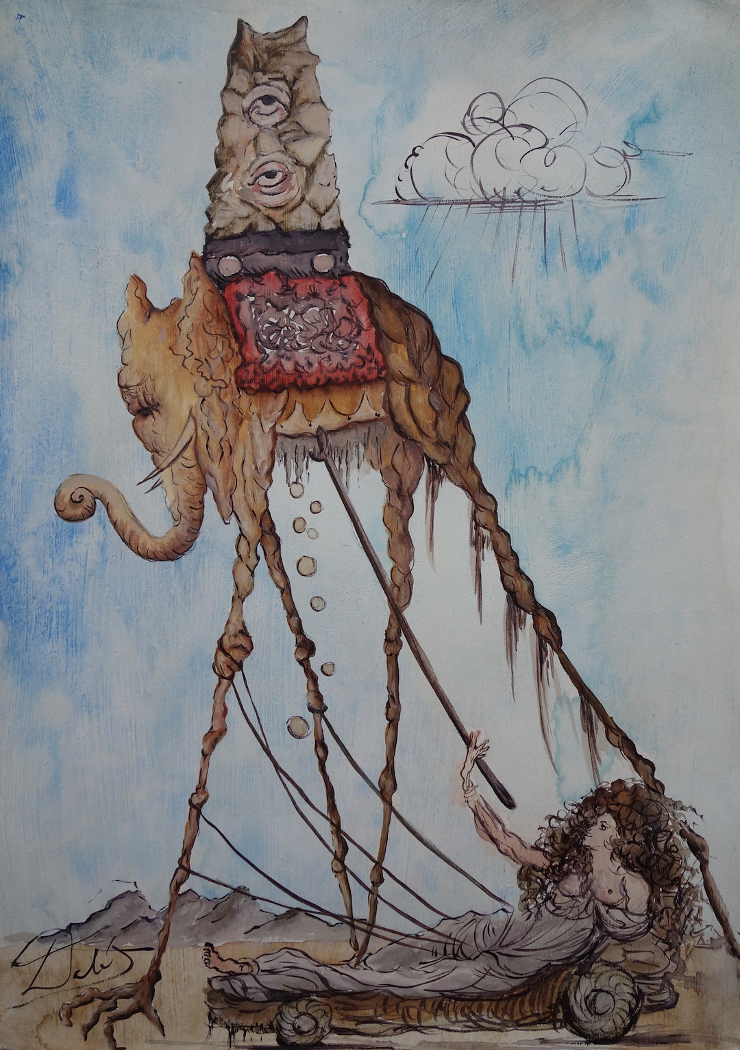 Surrealism Oil Painting, Elephant, Marked, Signed, Salvador Dali - Etsy