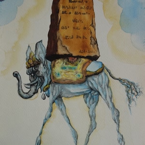Surrealism Oil Painting, Elephant, Marked, Signed, Salvador Dali - Etsy
