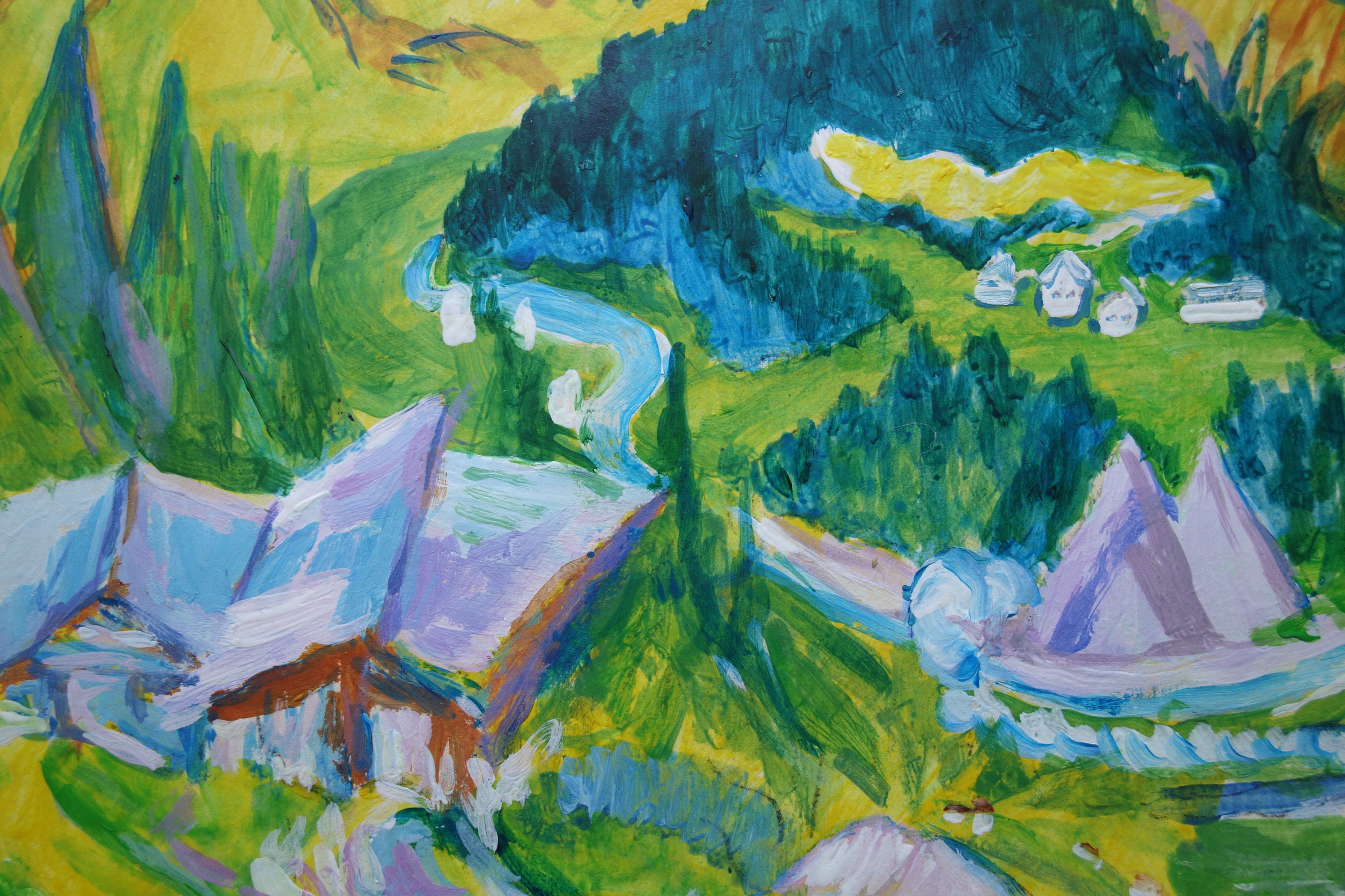 Early German Expressionism Abstract Original Oil Landscape Painting ...