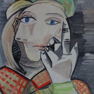 Very Rare Art - Unique Cubist Oil Portrait Painting, Signed Picasso - Etsy