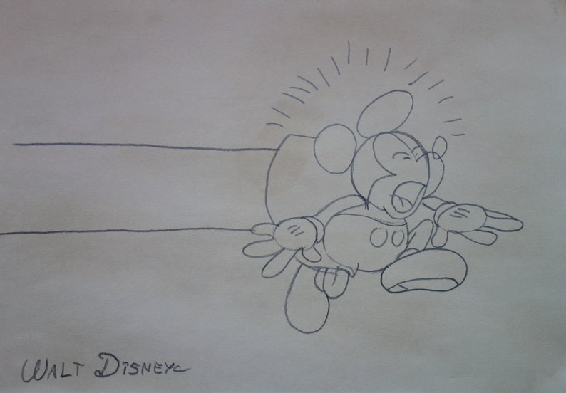 Vintage Cartoon Walt Disney Character Study, Drawing, Mickey Mouse - Etsy