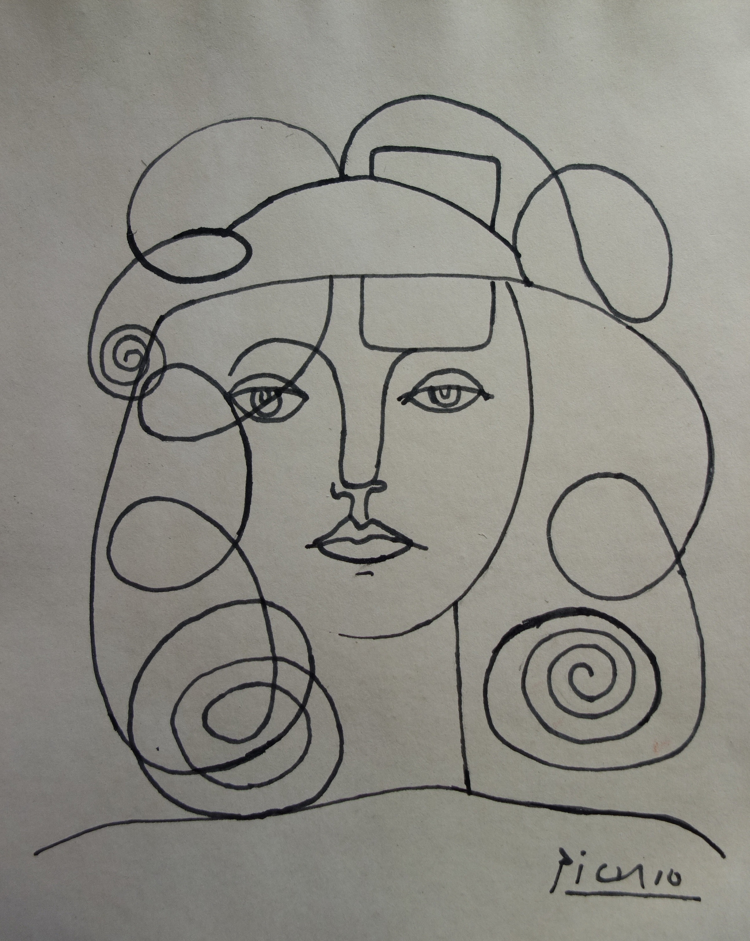 Very Rare Unique Cubist Picasso Era, Portrait Study, Ink Drawing ...