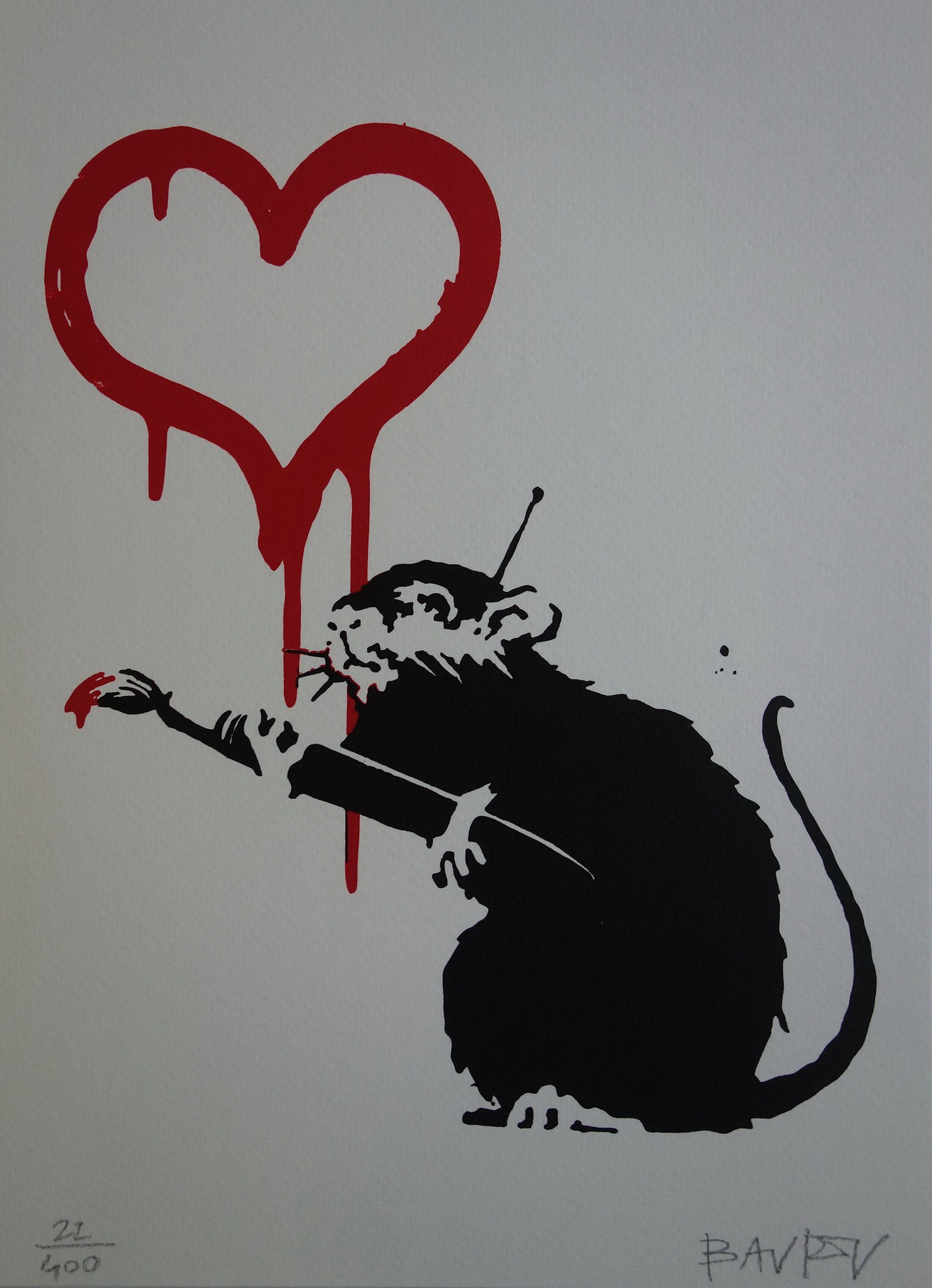 Limited Edition Pop Art Graffiti Rat With Heart Silkscreen | Etsy
