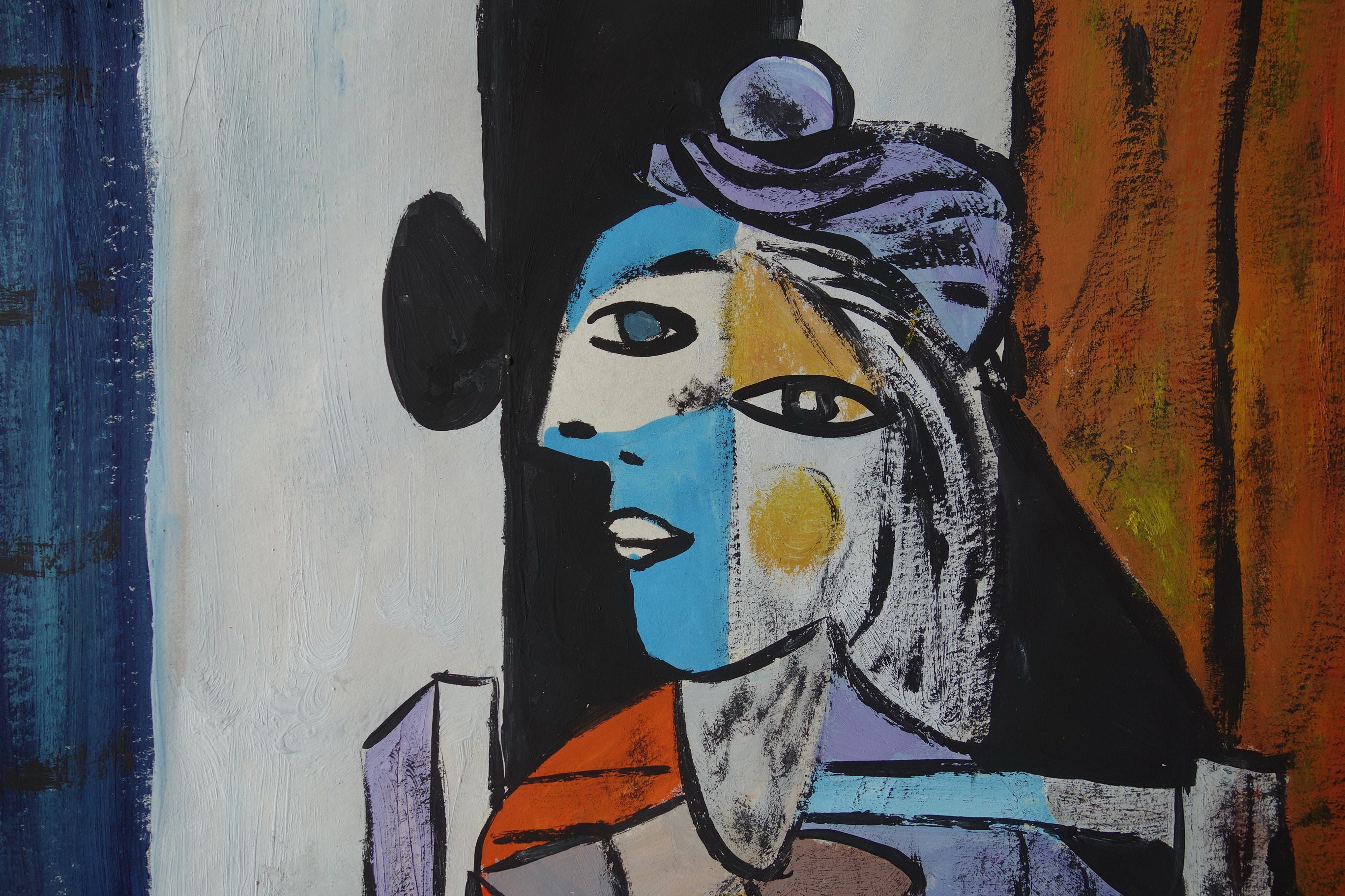 Very Rare Art Unique Cubist Oil Portrait Painting Signed - Etsy