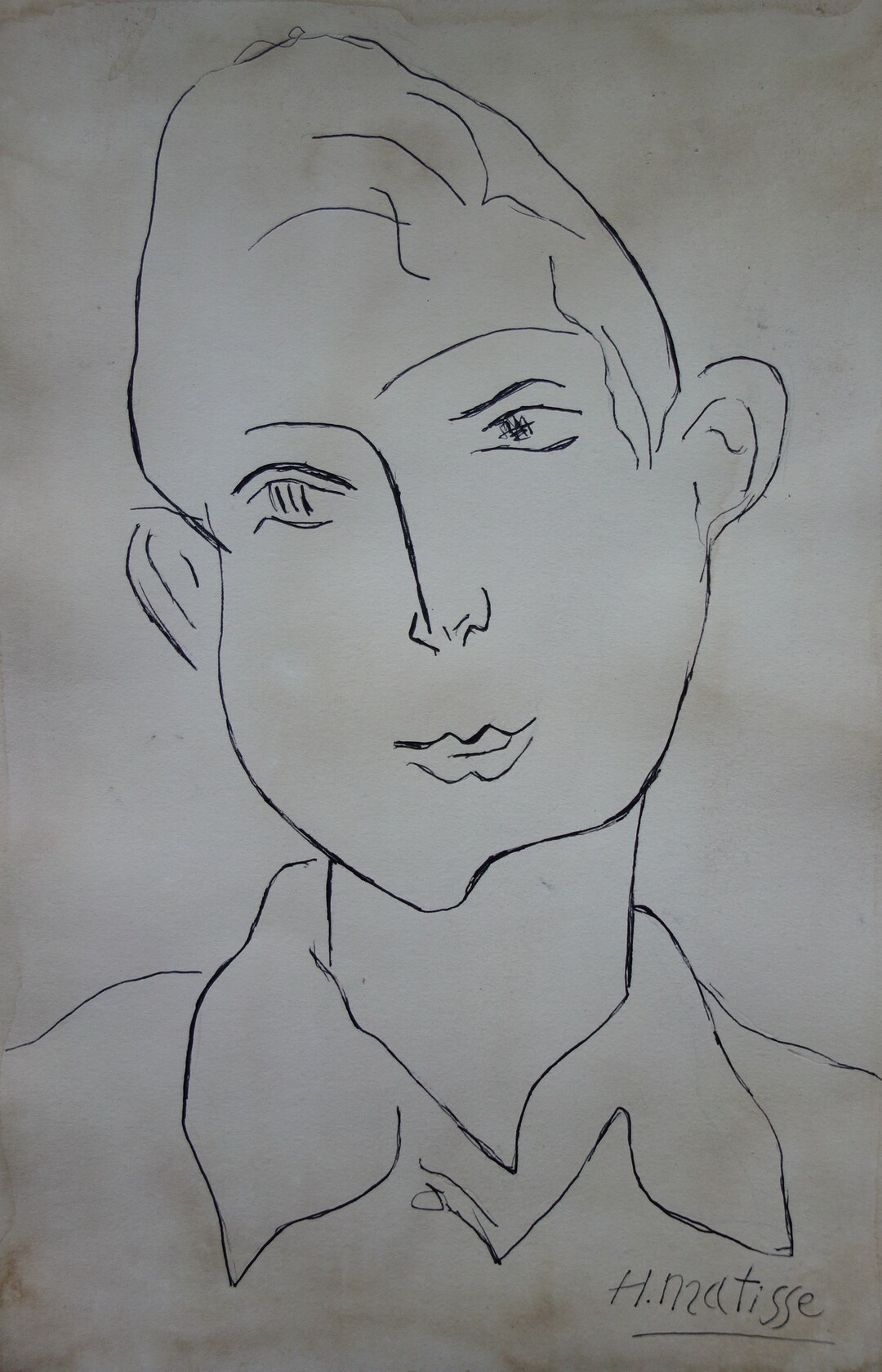 Interesting Fauvist Ink Drawing - Portrait Study, Marked, Signed, Henri ...