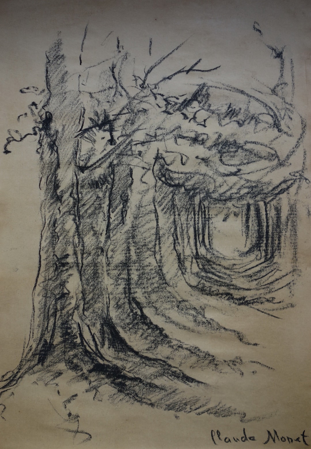 Fine Impressionist Charcoal Drawing - Countryside Landscape, Marked ...