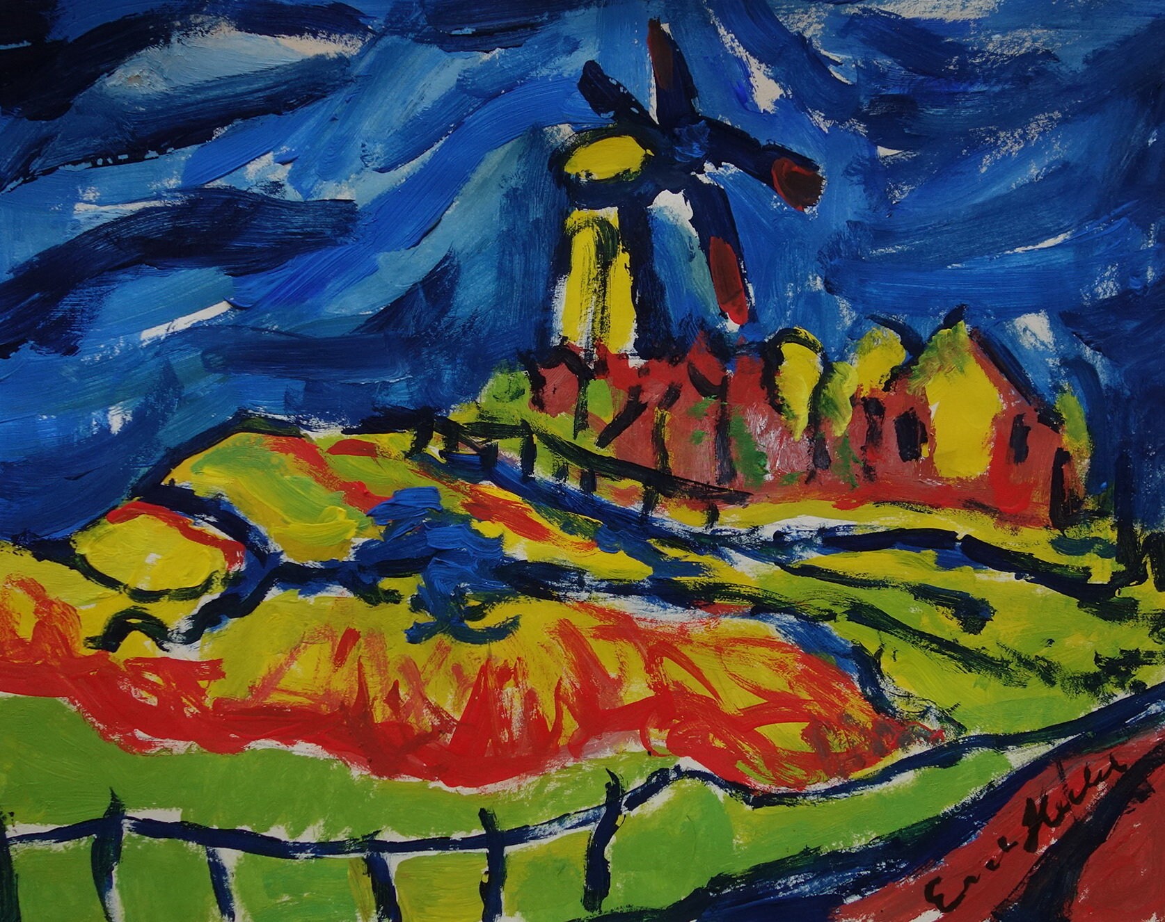 Early German Expressionism Original Oil Landscape Painting, Signed ...