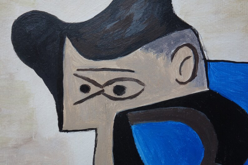 Very Rare Art Unique Cubist Oil Portrait Painting Signed - Etsy