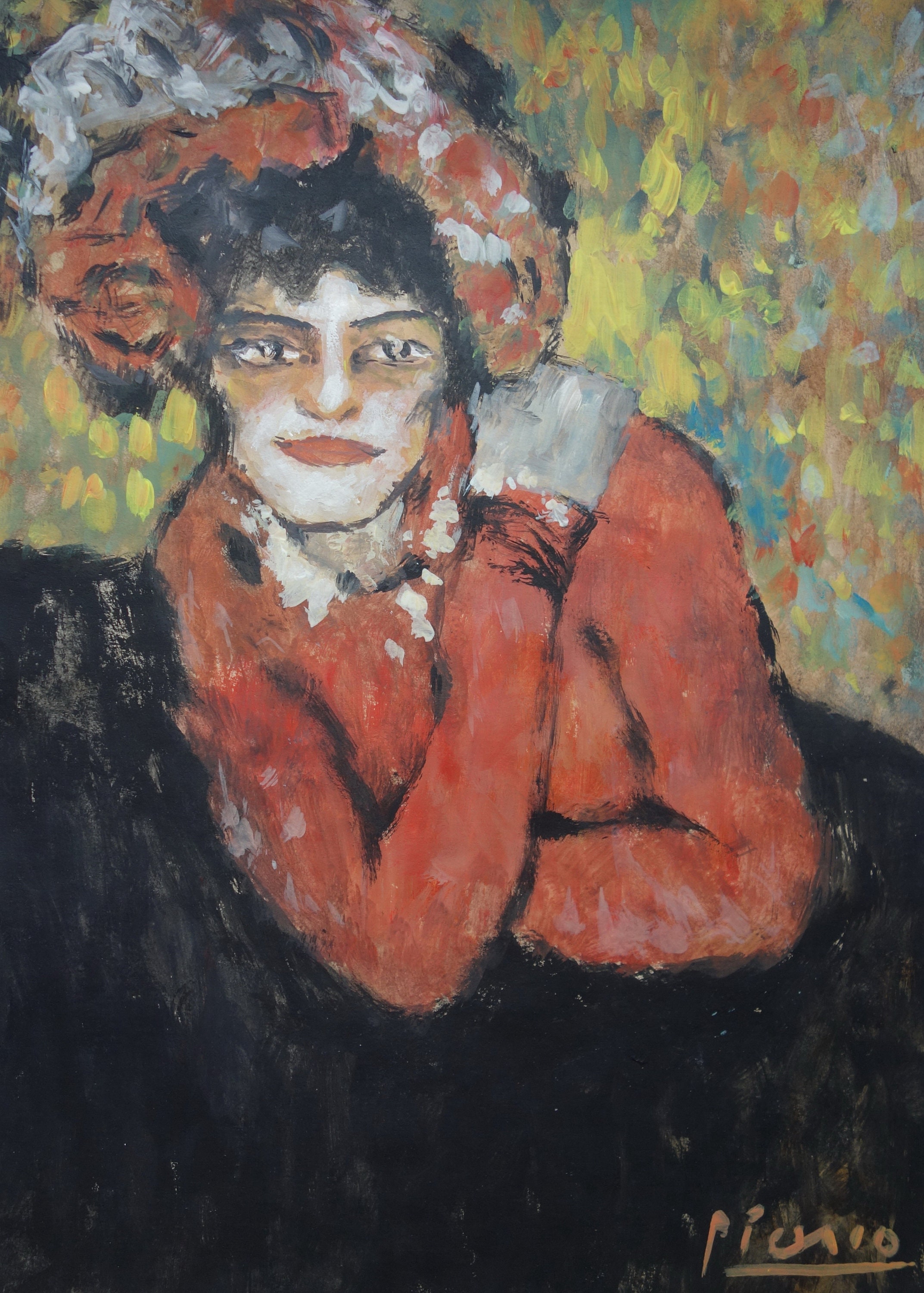 Bellas artes, Rara pintura cubista mujer, período neoclásico, firmado ...