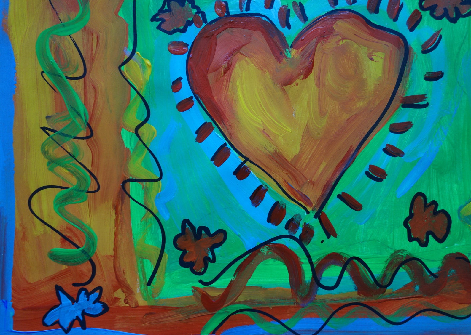 Exceptional POP ART Unique Heart Painting Signed & Stamped | Etsy