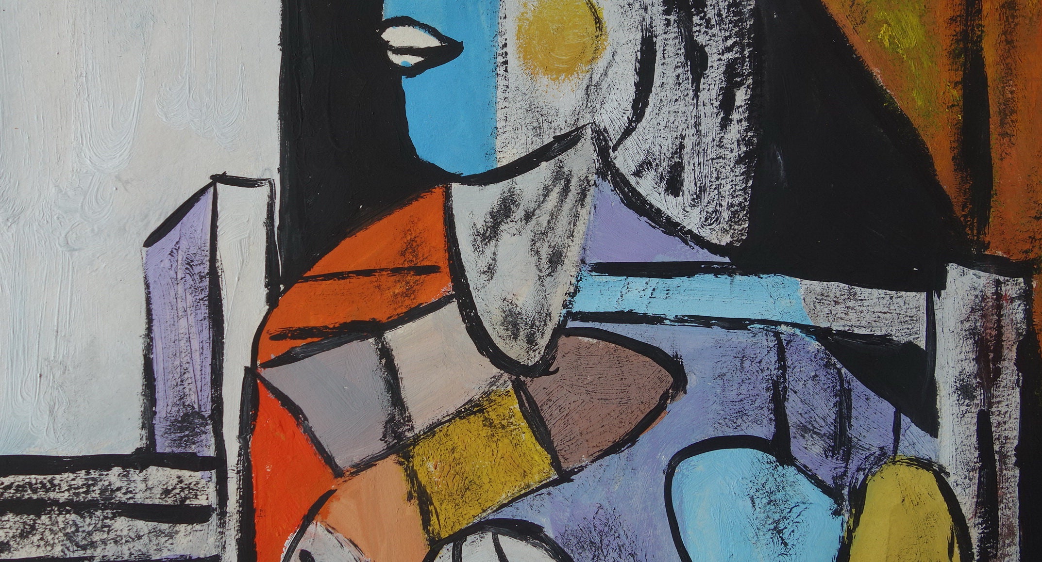 Very Rare Art Unique Cubist Oil Portrait Painting Signed - Etsy