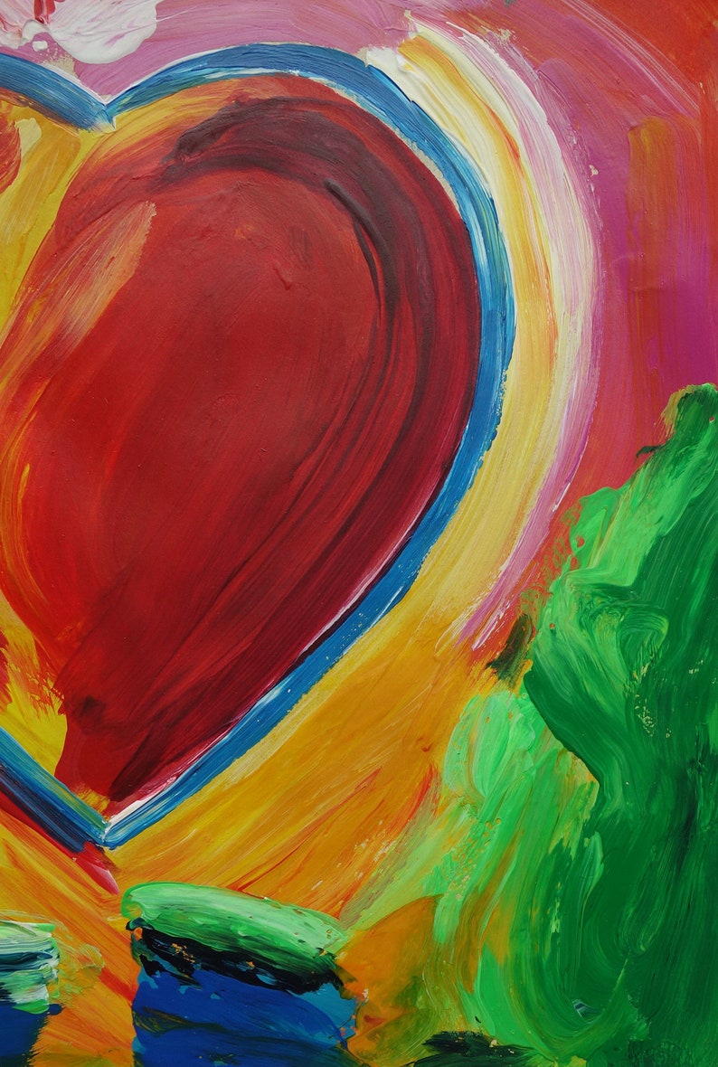 Exceptional POP ART Unique Heart Painting signed & stamped | Etsy