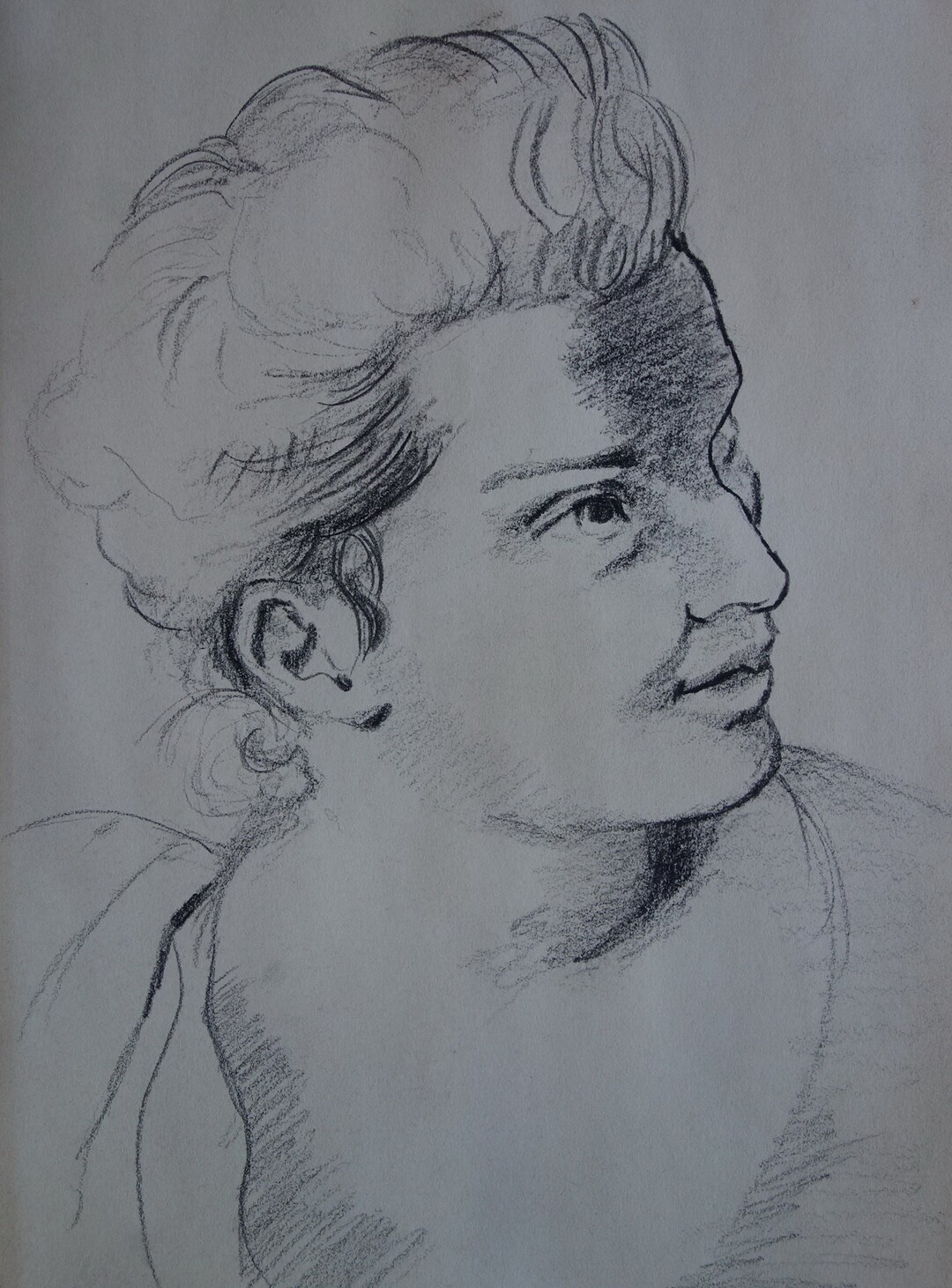 European Old Master Drawing, Man, Charcoal Portrait Study, Fine Art - Etsy