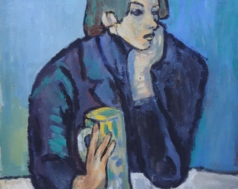 Blue Man Painting - Etsy