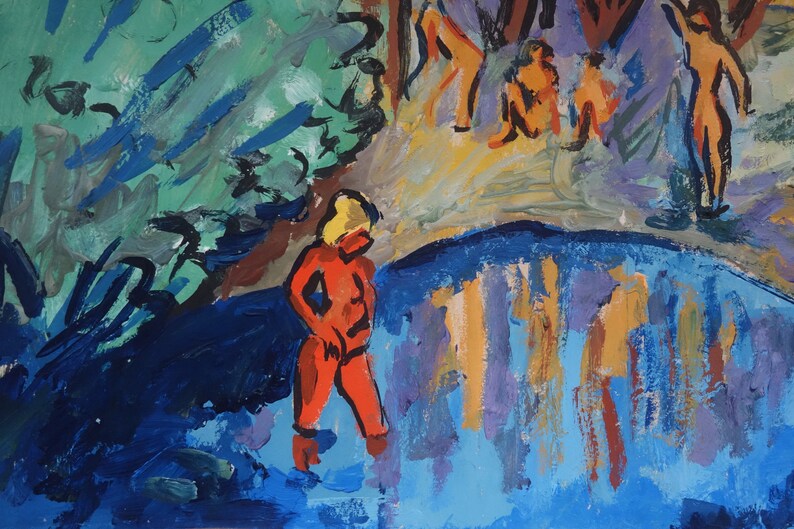 Early German Expressionism Original Oil Nudes Painting, Signed ...