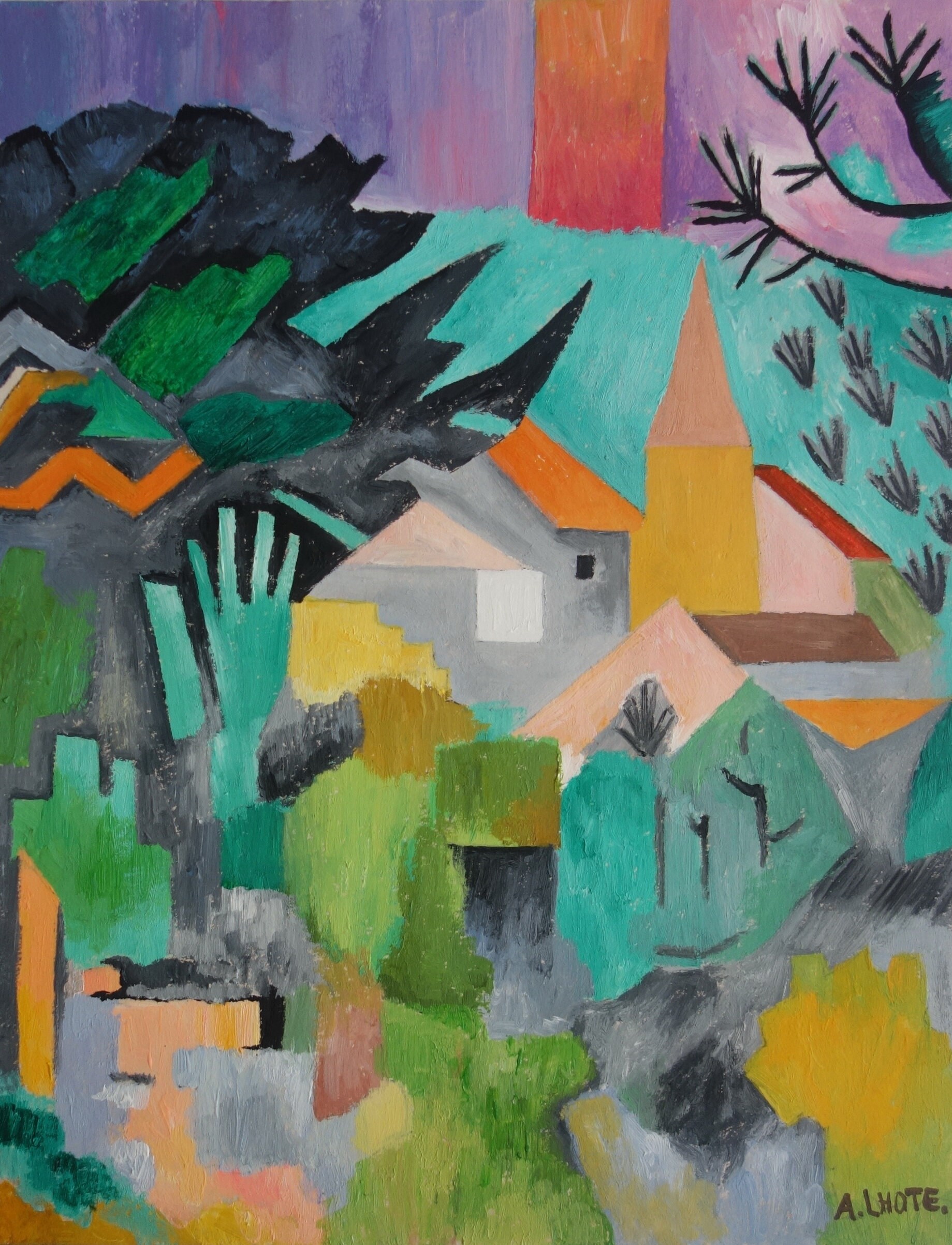 Fine French Cubism Picasso Era Original Nature Landscape Painting ...