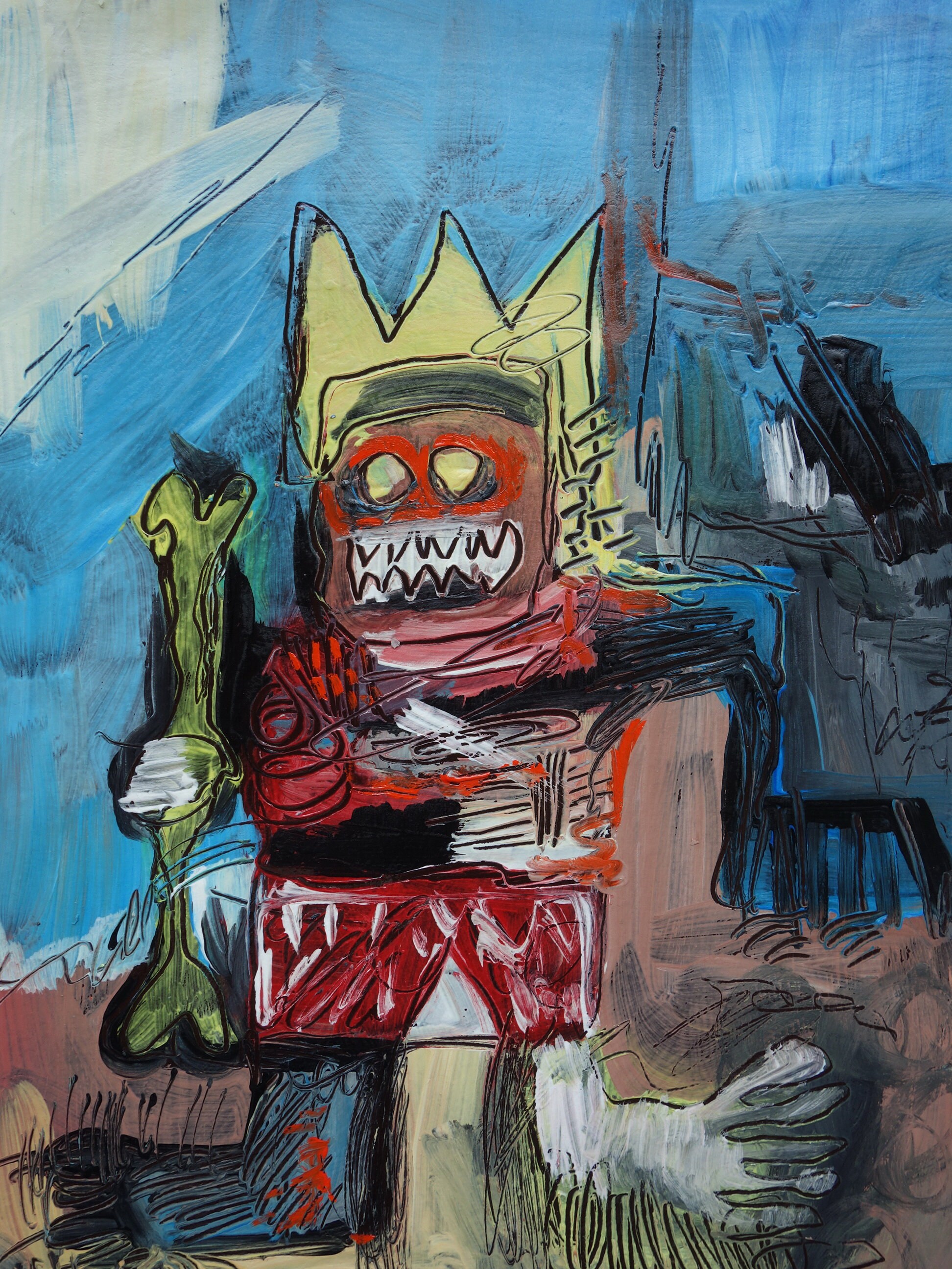 Fine Neo Expressionist Unique Painting Signed Jean Michel | Etsy