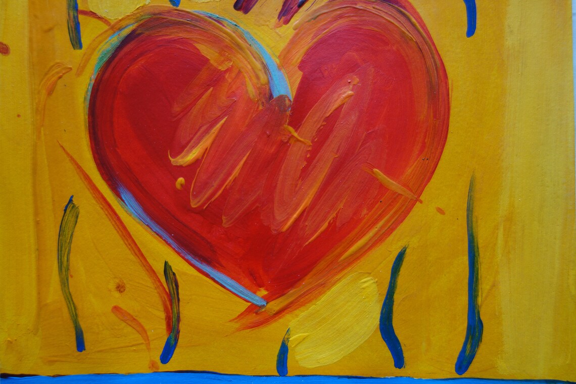 Exceptional POP ART Unique Heart Painting Signed & Stamped - Etsy