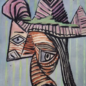 Very Rare Art - Unique Cubist Oil Portrait Painting, Signed Pablo ...