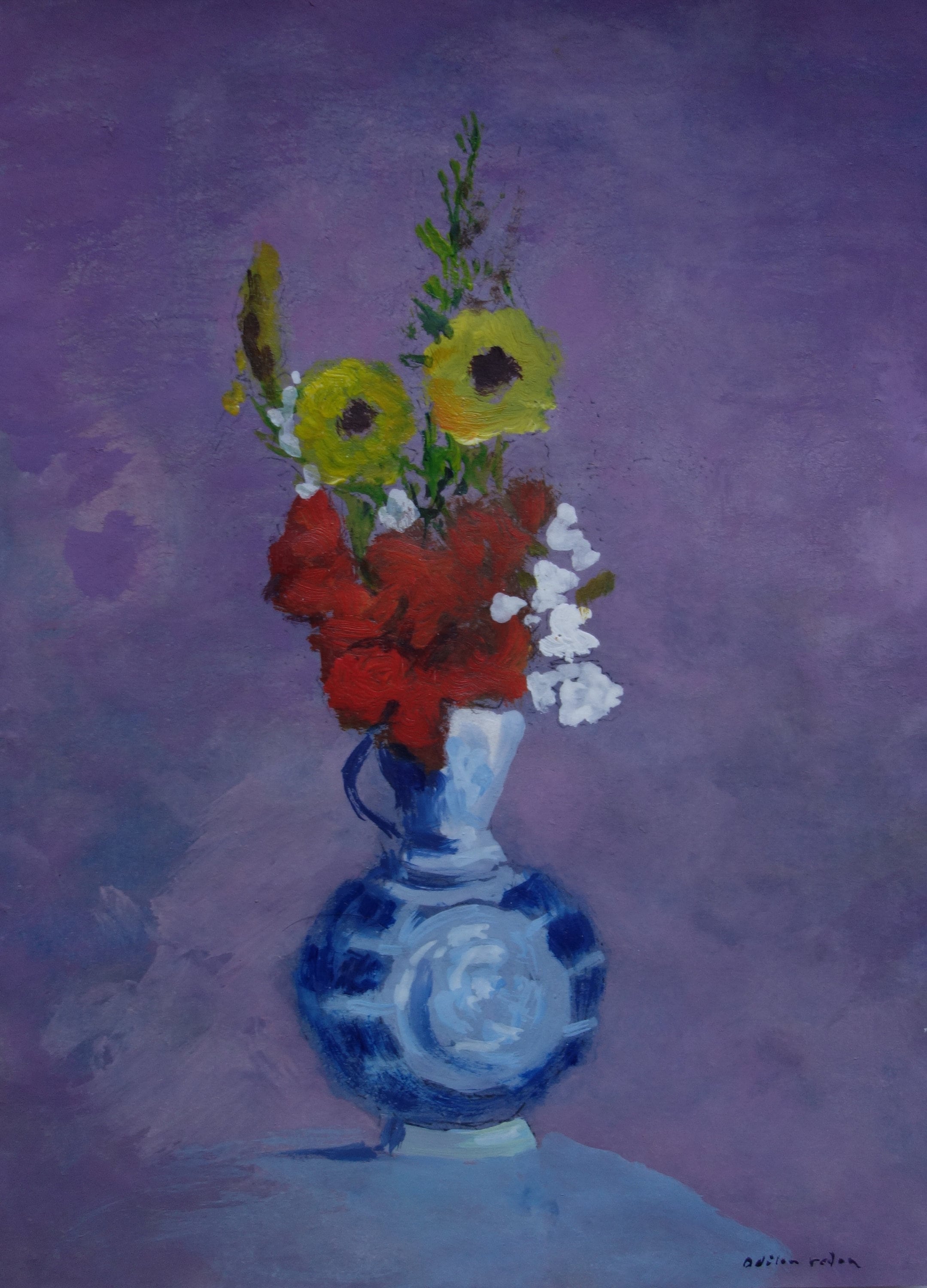 Fine Symbolist oil painting still life Odilon Redon signed | Etsy