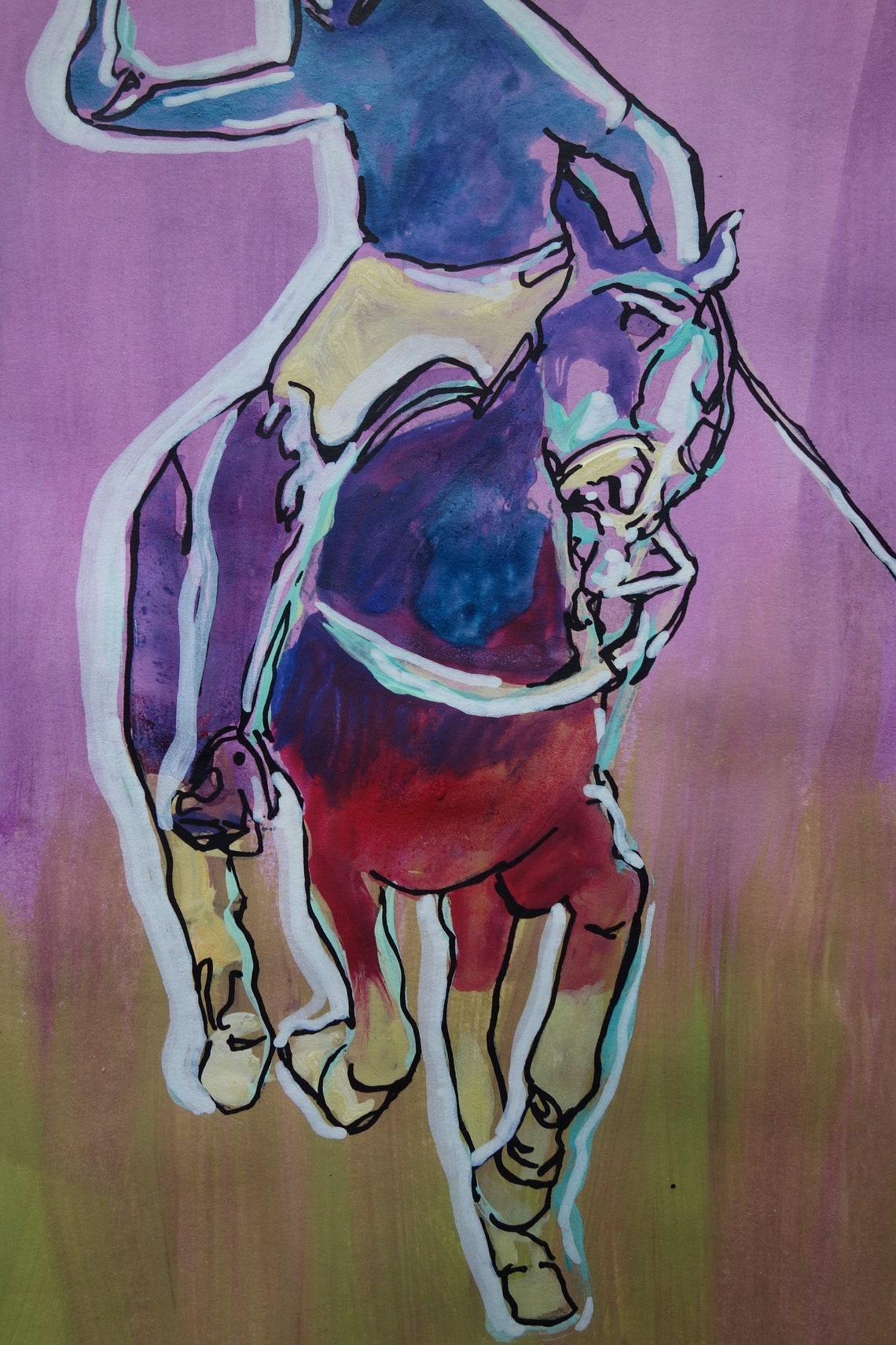 Fine Unique Pop Art Painting Polo Player Signed Andy - Etsy
