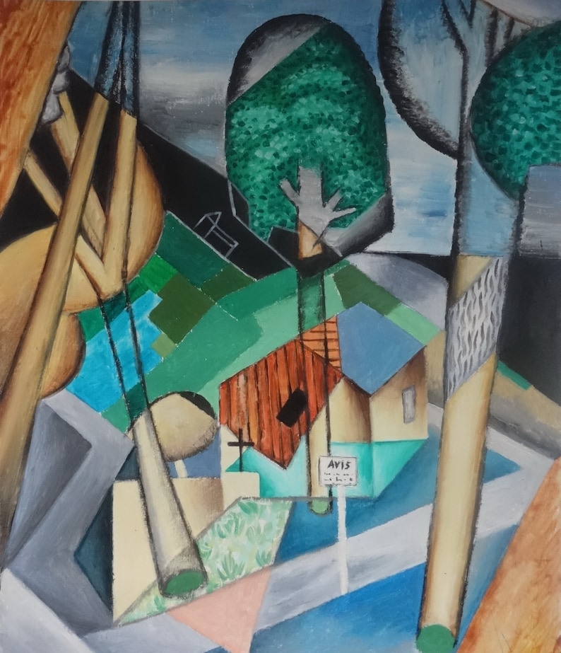 Fine French Cubism Picasso Era Original Nature Landscape Painting ...