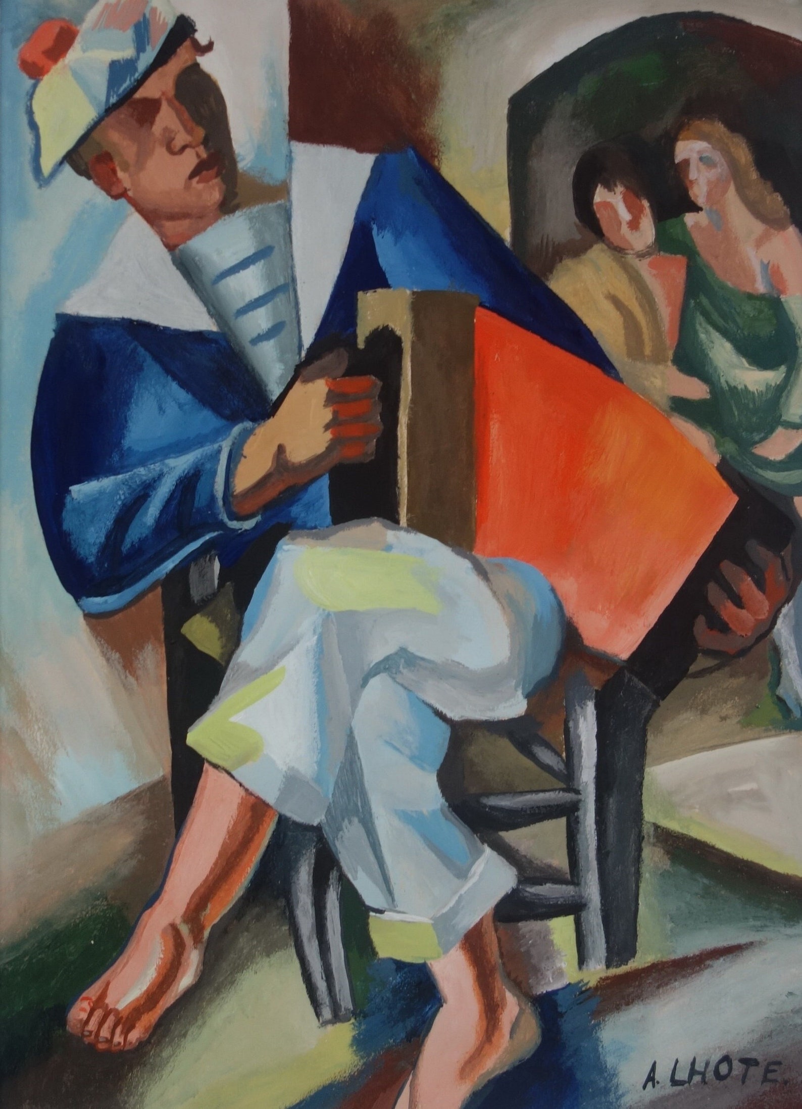 Fine French Cubism Picasso Era Original Figurative Portrait Painting ...