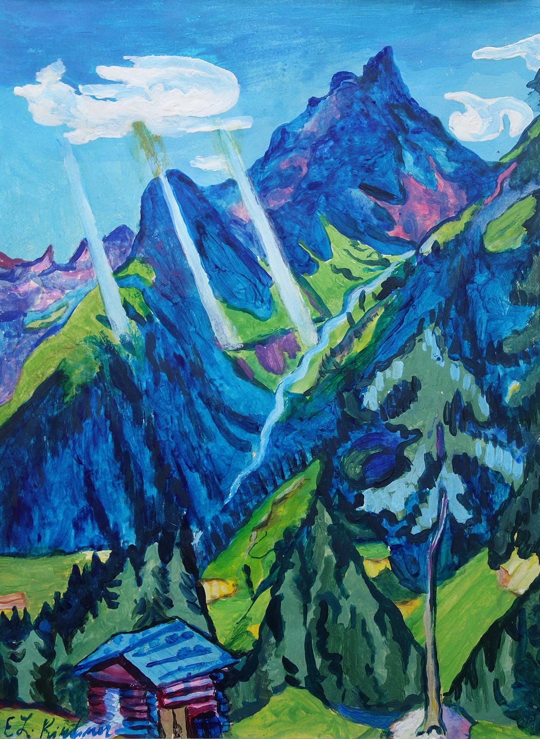 Early German Expressionism Abstract Original Oil Landscape Painting ...
