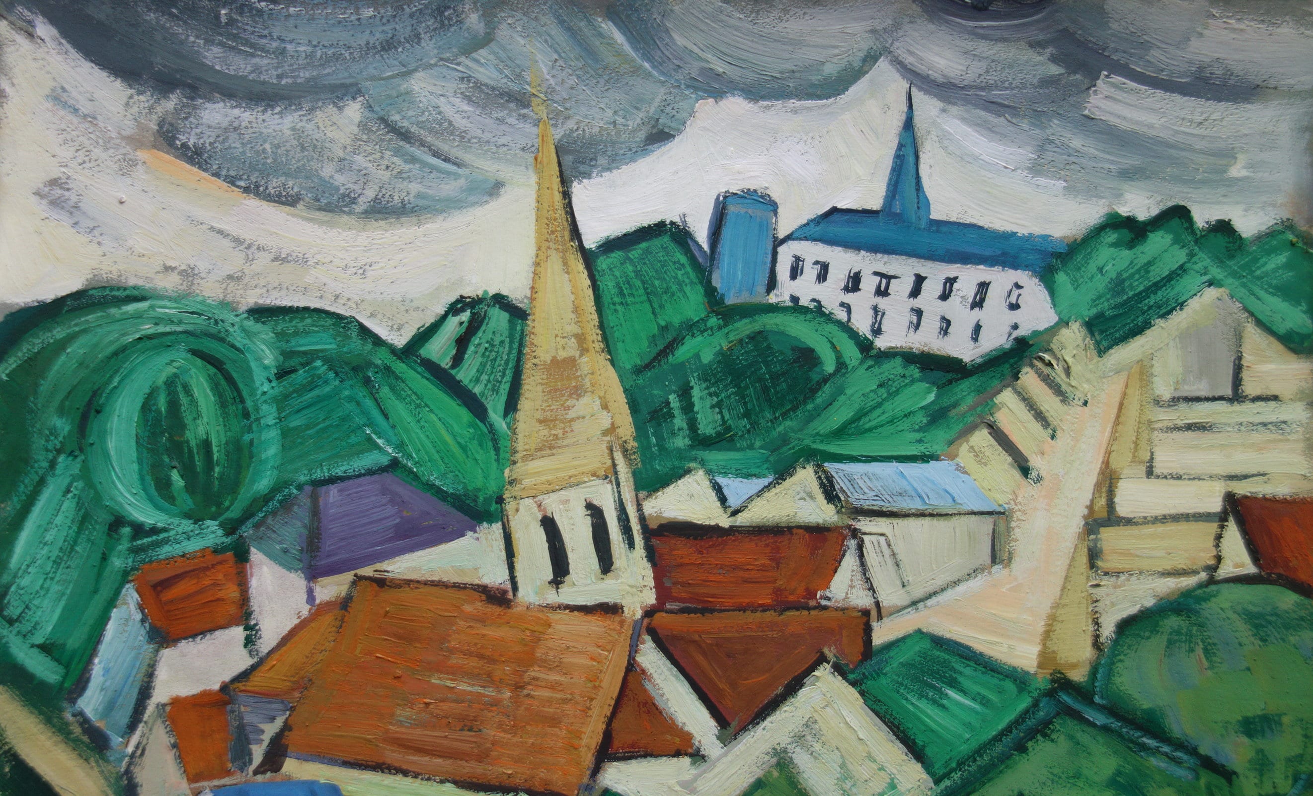 Remarkable French Cubist landscape oil painting Picasso | Etsy