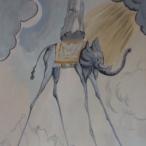 Surrealism Oil Painting Elephant Marked Signed Salvador - Etsy