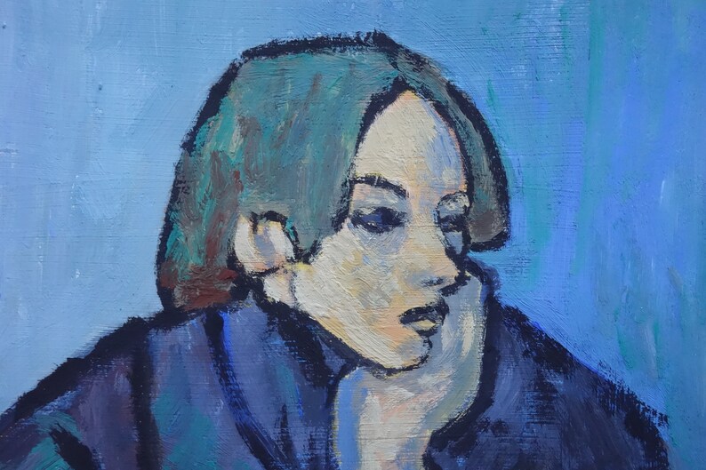 Fine Art Rare Cubist Painting Man Blue Period Signed | Etsy