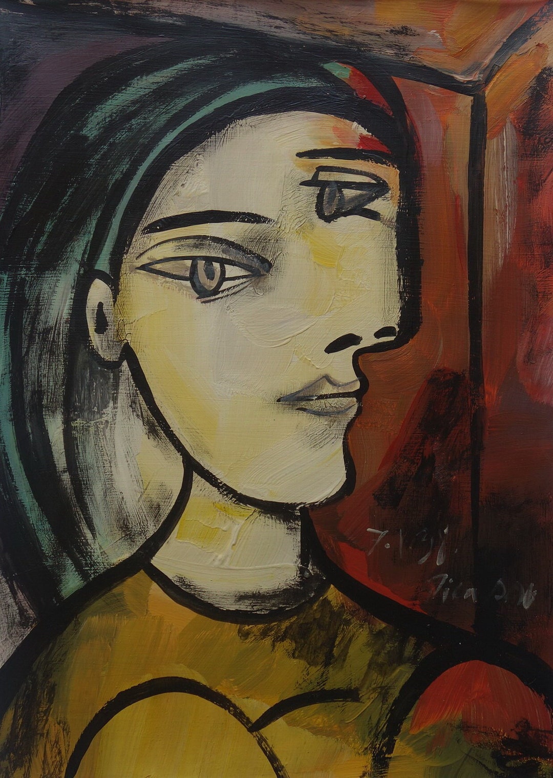 Very Rare Art Unique Cubist Oil Portrait Painting Signed - Etsy