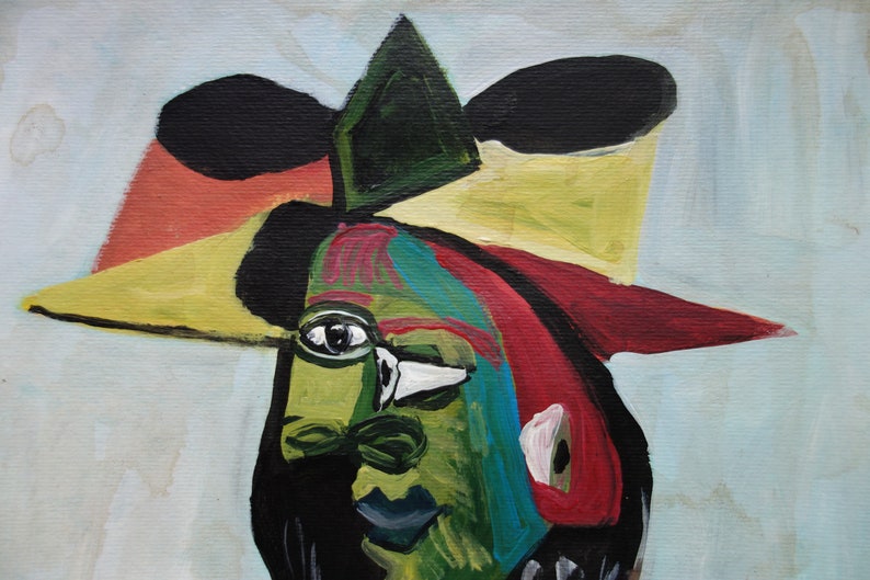Very Rare Art Unique Cubist Oil Portrait Painting, Signed Picasso - Etsy