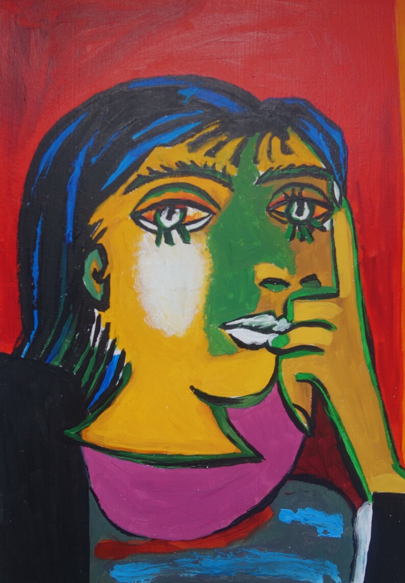 Very Rare Art Unique Cubist Oil Portrait Painting Signed - Etsy