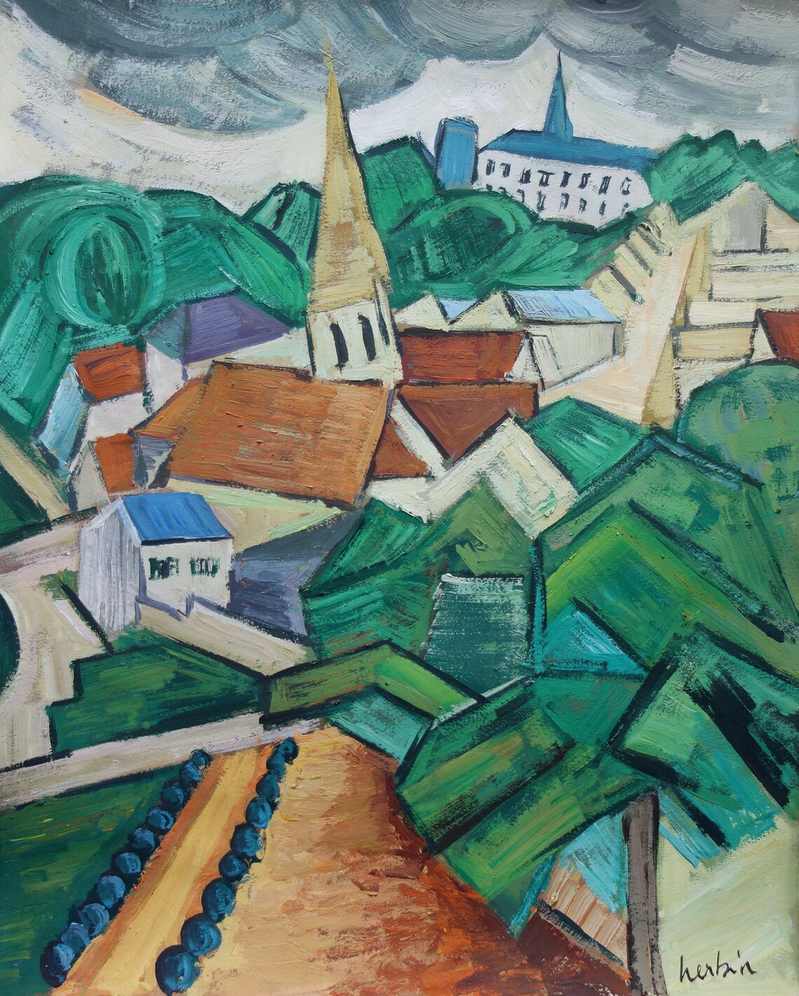 Remarkable French Cubist Landscape Oil Painting Picasso | Etsy