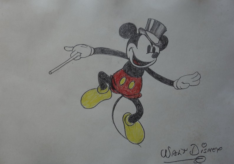 Vintage Cartoon Walt Disney Mickey Mouse Study Drawing - Etsy