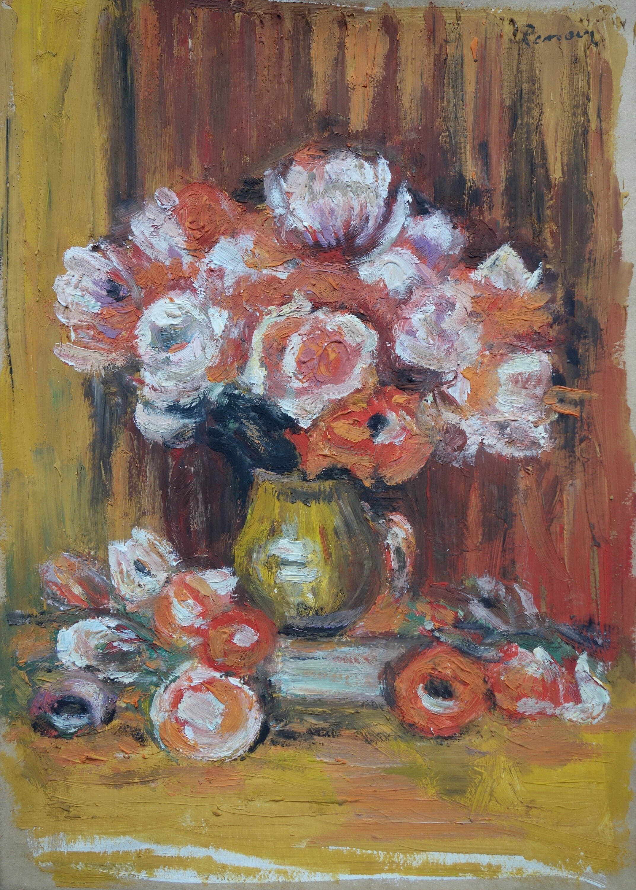 Fine Impressionist Painting, Still Life, After Pierre Auguste Renoir ...