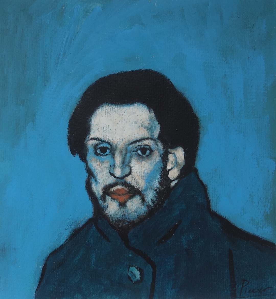 Fine Art, Rare Cubist Painting – Man, Blue Period, Signed, Pablo ...