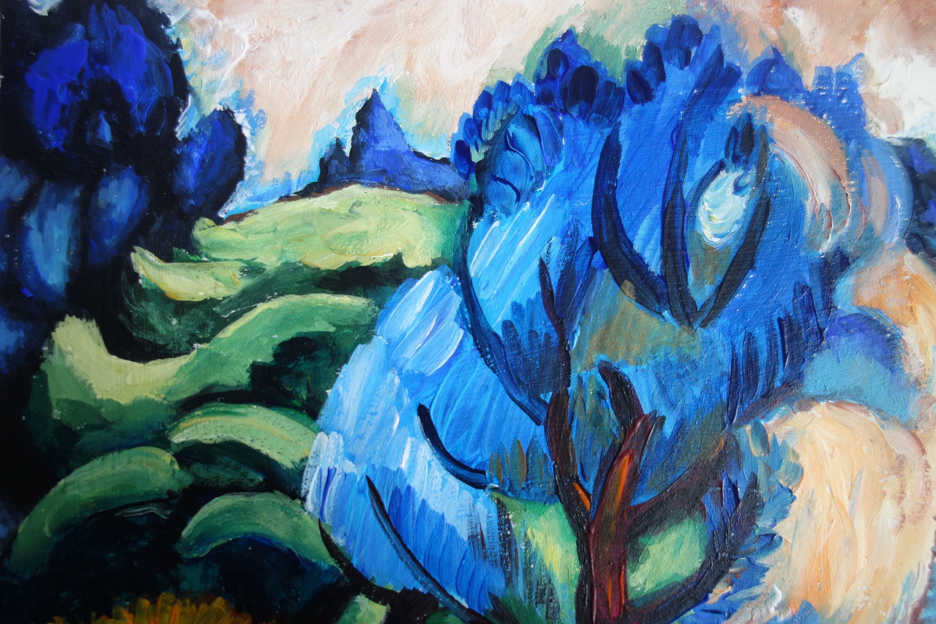 Fine French Cubism Picasso Era Original Nature Landscape Painting ...