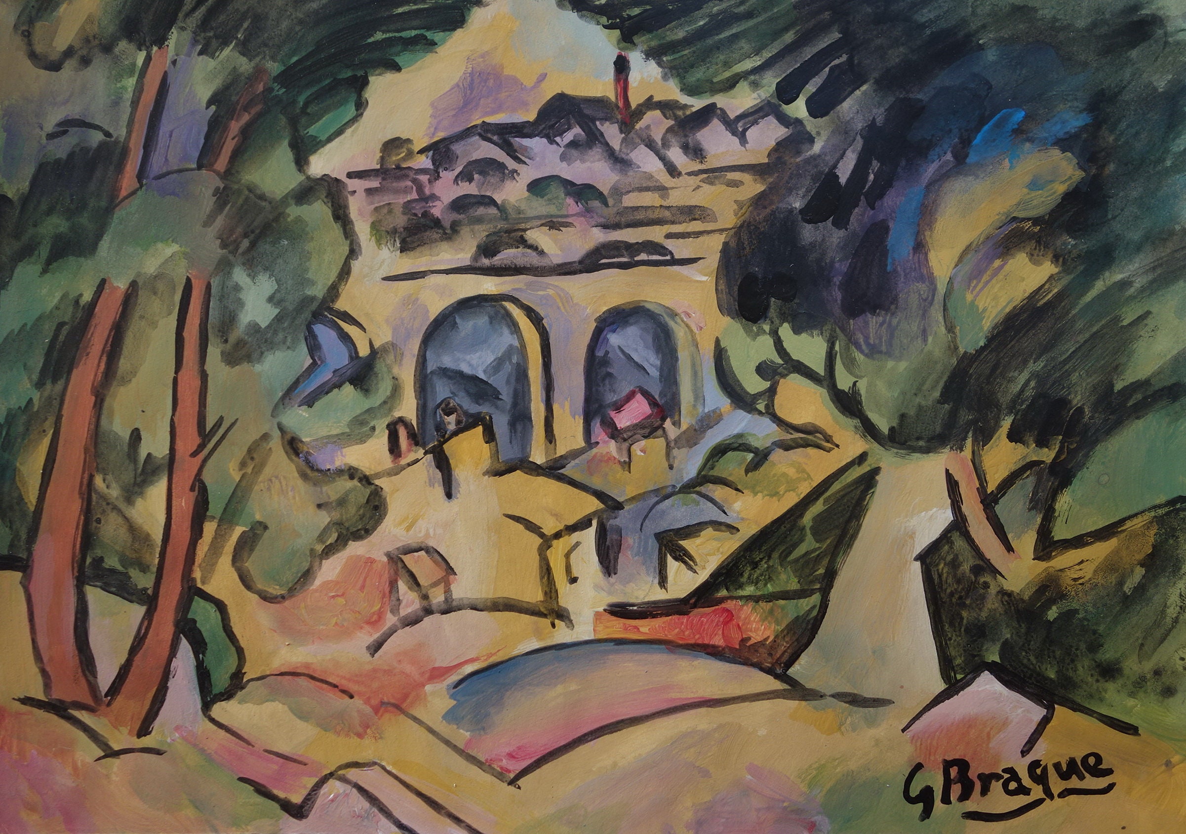 Remarkable French Cubist Landscape Oil Painting, Picasso Braque Era ...