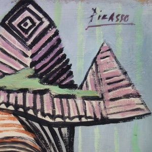 Very Rare Art - Unique Cubist Oil Portrait Painting, Signed Pablo ...