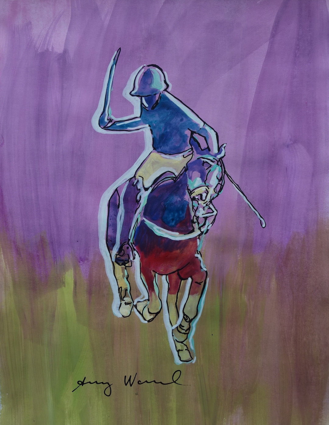 Fine Unique Pop Art Painting Polo Player Signed Andy - Etsy