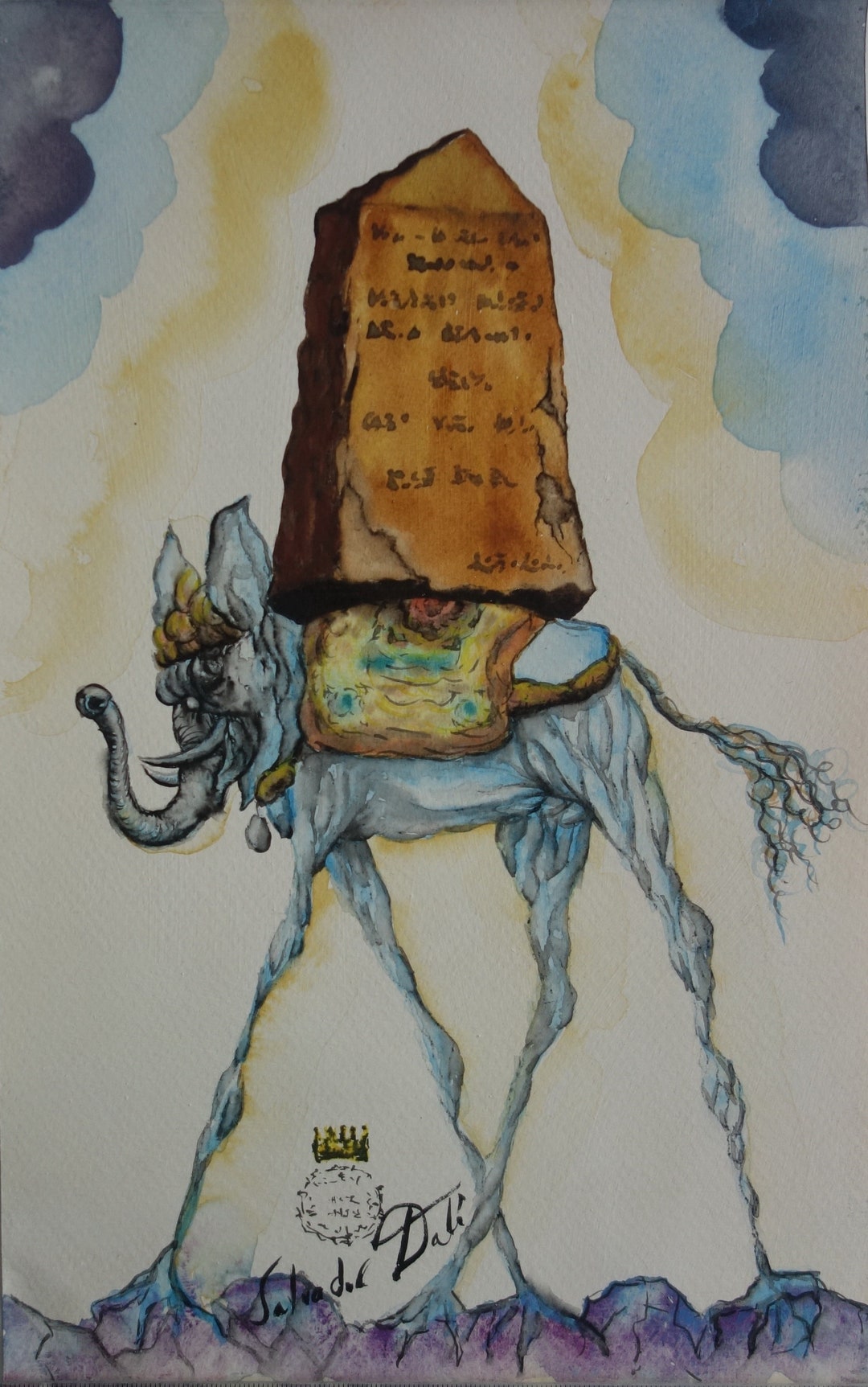 Surrealism Oil Painting, Elephant, Marked, Signed, Salvador Dali - Etsy