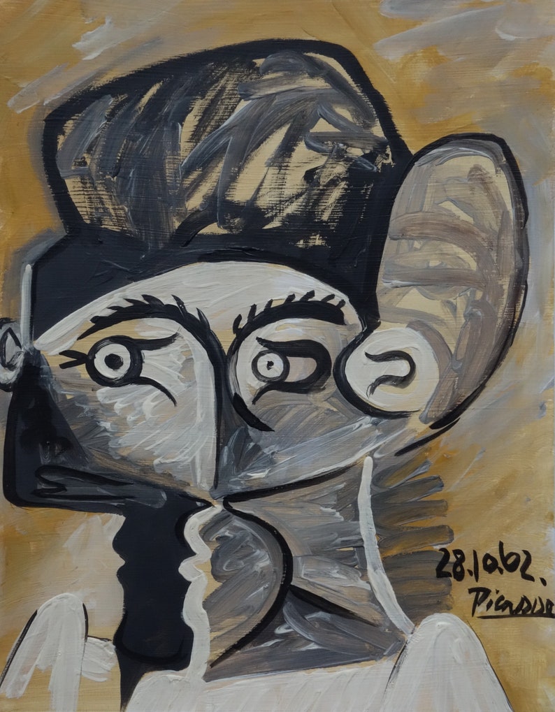 Very Rare Art Unique Cubist Oil Portrait Painting Signed - Etsy