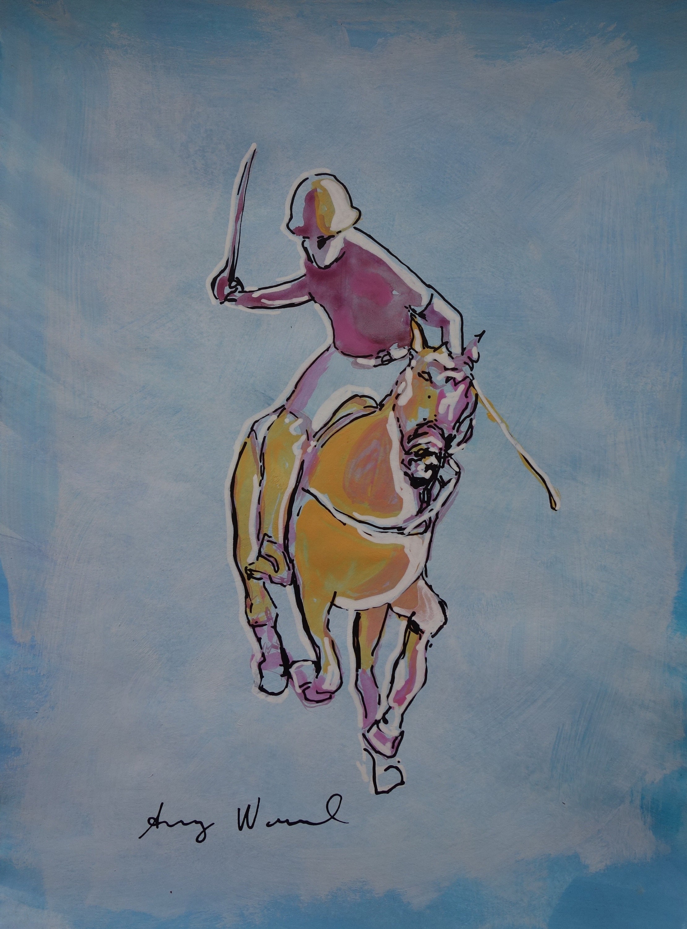 Fine Unique Pop Art Painting Polo Player Signed Andy | Etsy