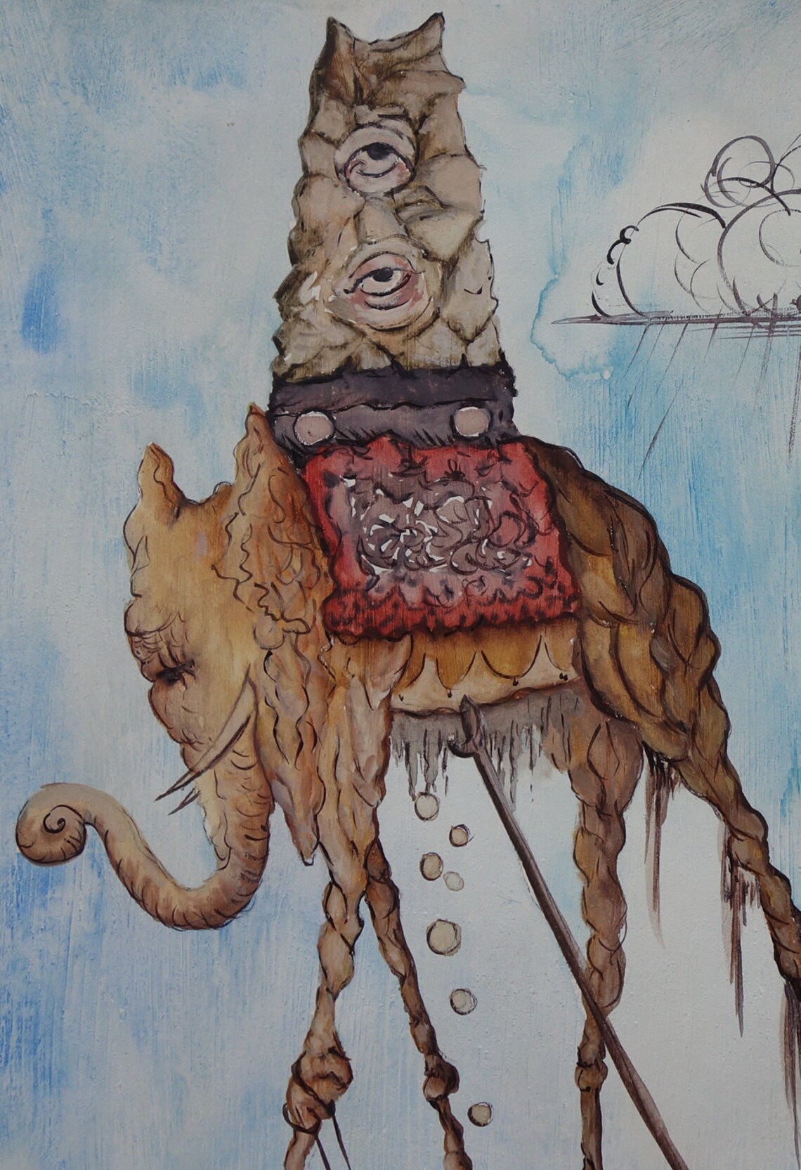 Surrealism Oil Painting, Elephant, Marked, Signed, Salvador Dali - Etsy