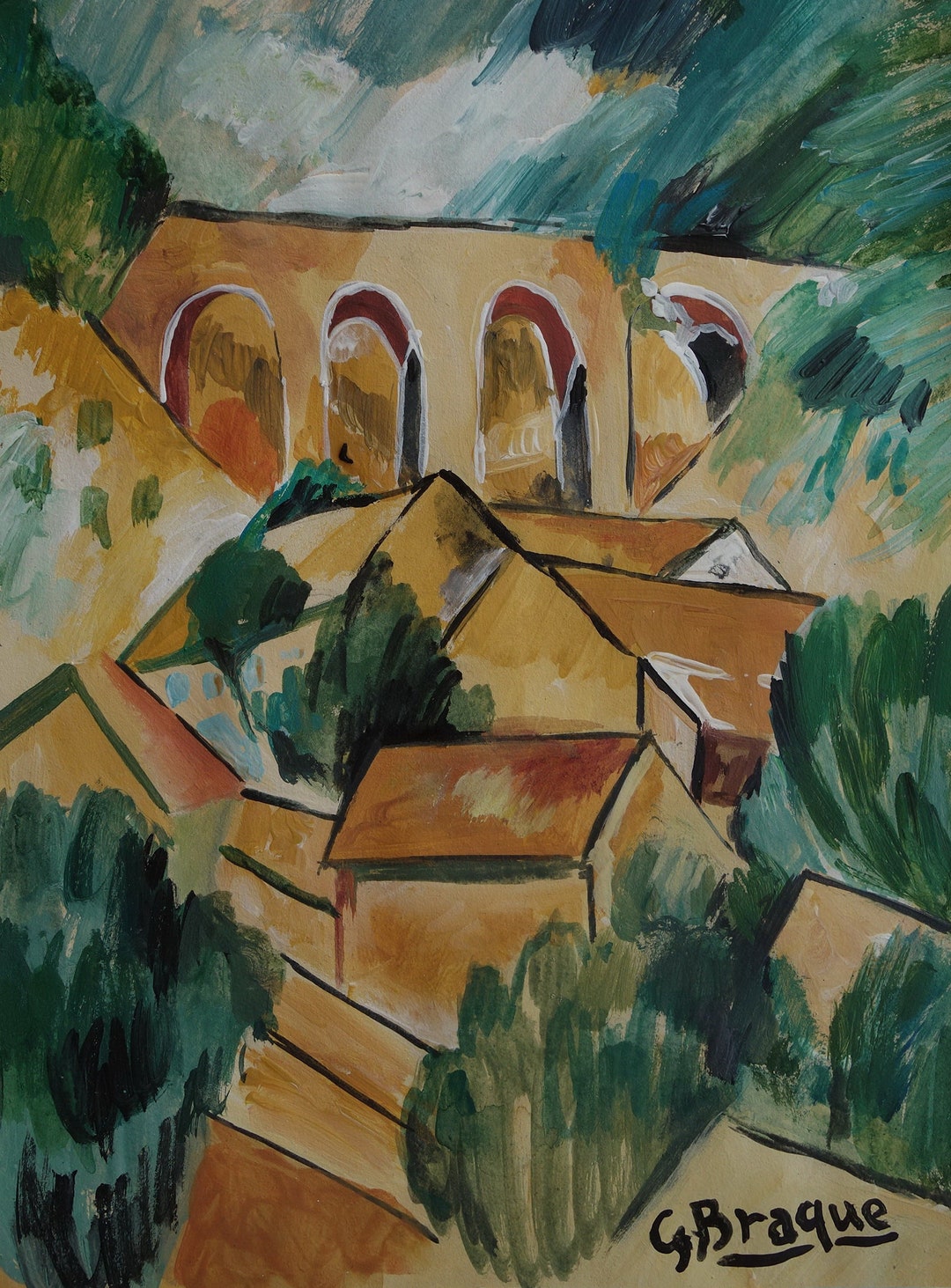 Remarkable French Cubist Landscape Oil Painting, Picasso Braque Era ...
