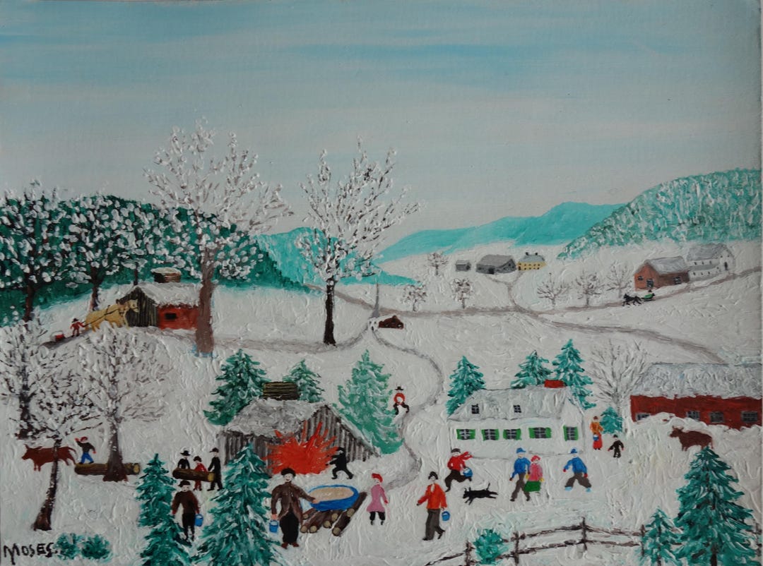 Fine Early American Modernist Painting - Winter Landscape, Signed ...