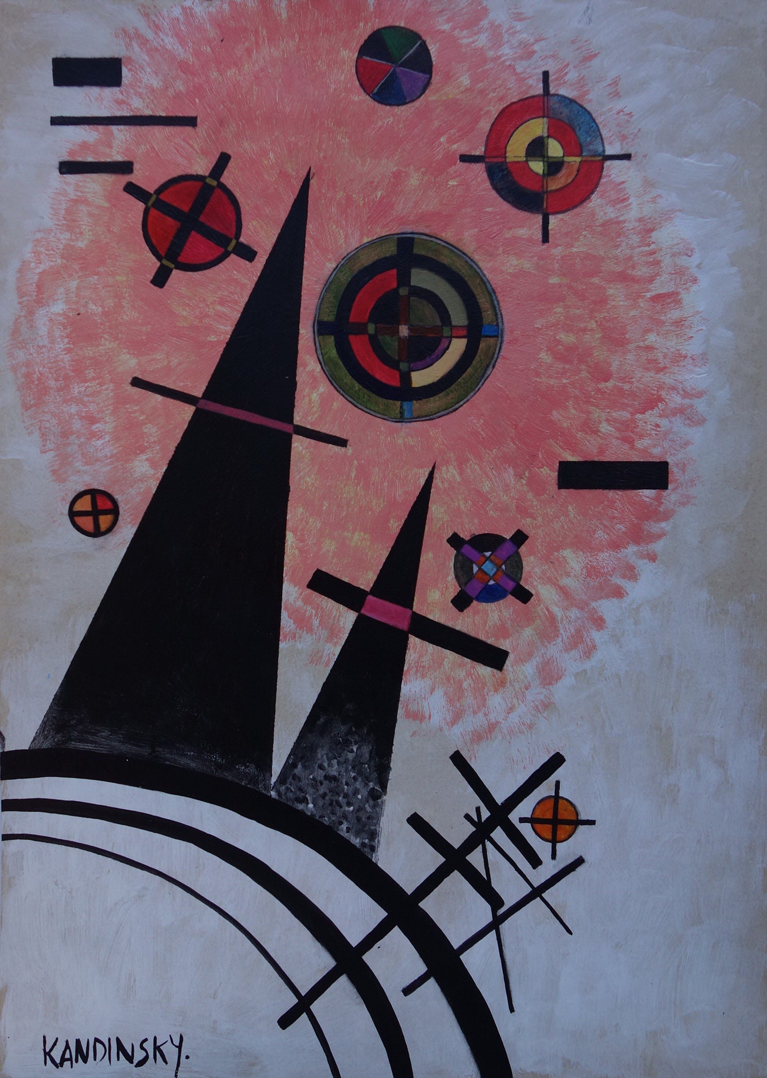 Fine Abstract Composition Unique Painting, Marked, Signed, Wassily ...