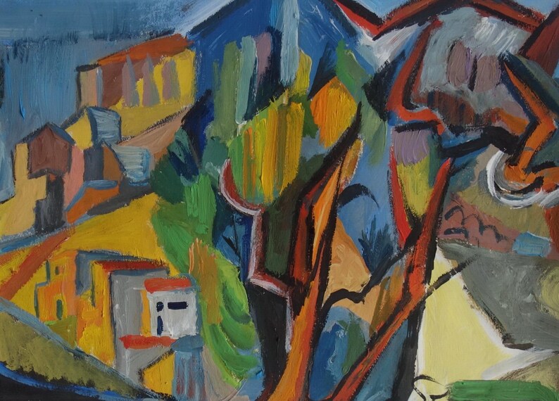 Fine French Cubism Picasso Era Original Nature Landscape Painting ...